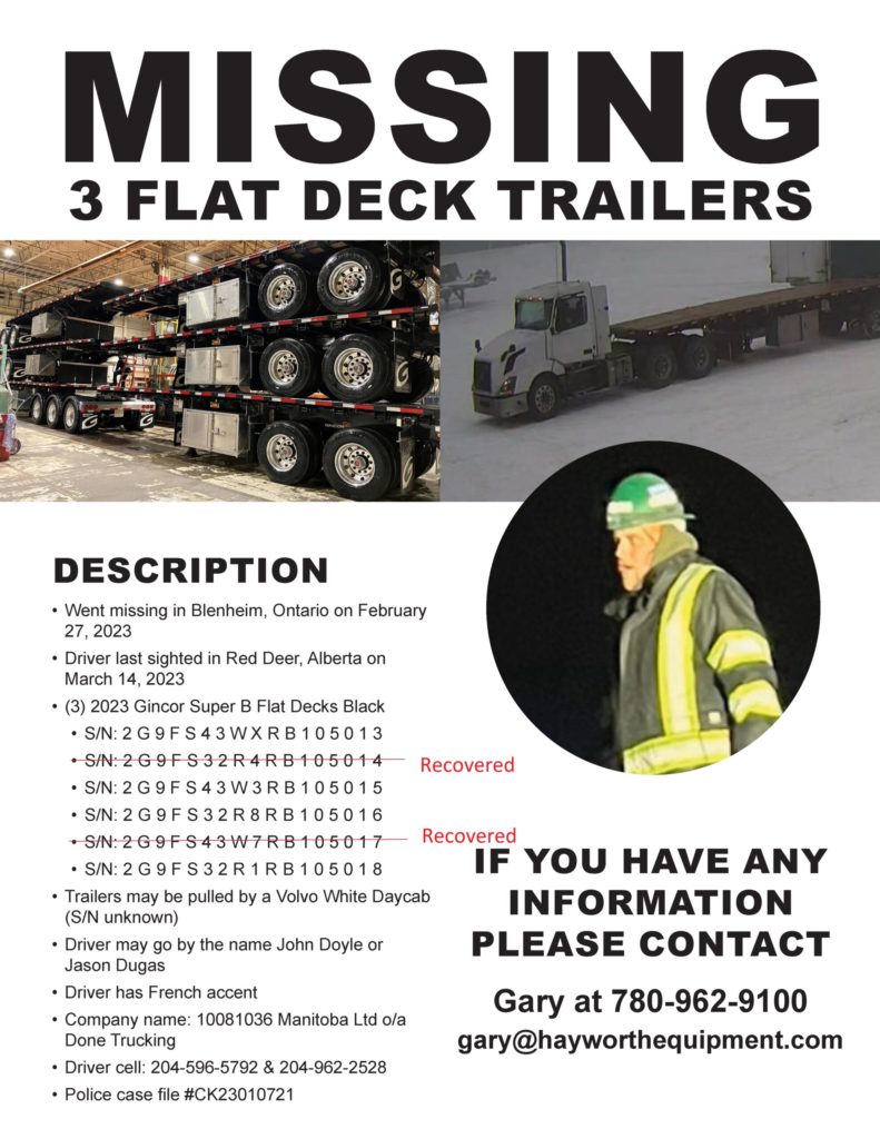 Notice: Missing Flatdeck Trailers - Ontario Trucking Association